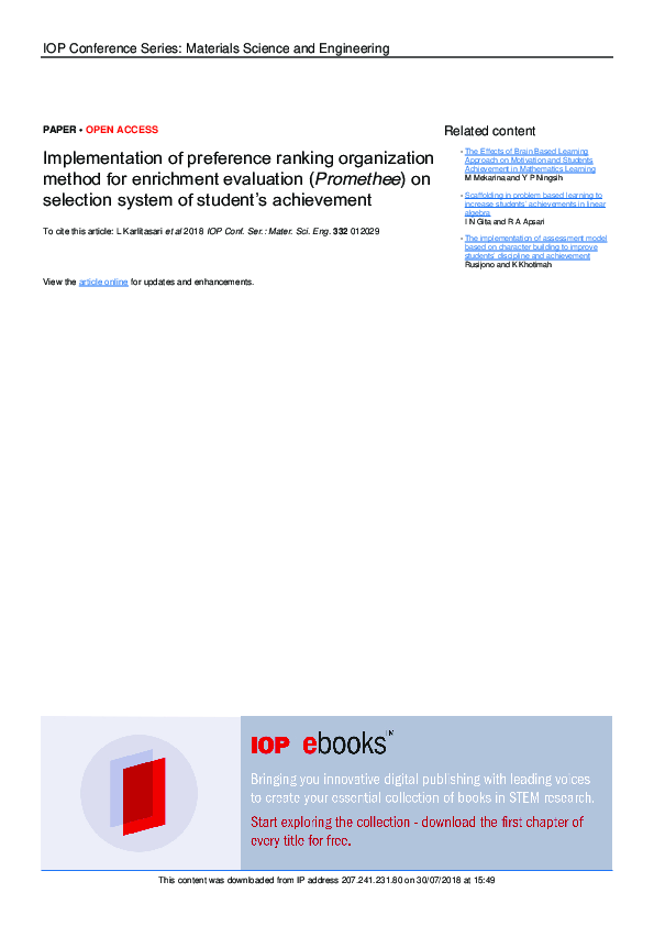 (PDF) Implementation of preference ranking organization method for ...