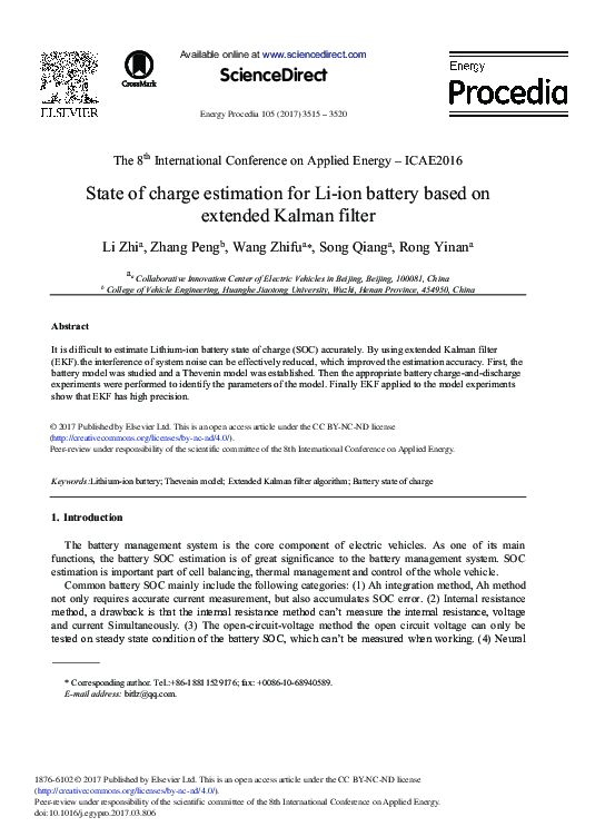 (PDF) State of charge estimation for Li-ion battery based intelligent ...