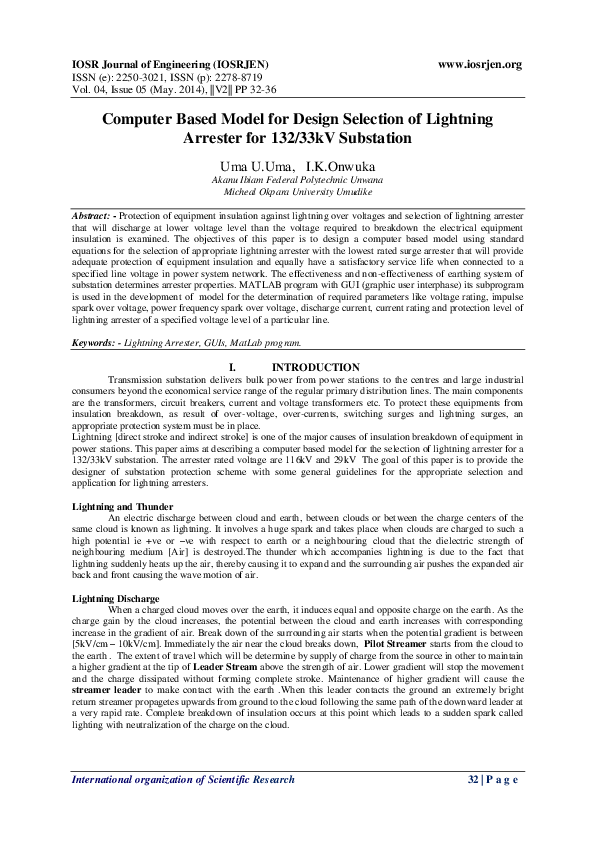(PDF) Computer Based Model for Design Selection of Lightning Arrester ...