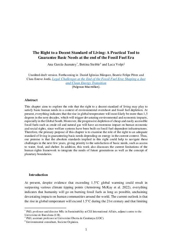 (PDF) The Right to a Decent Standard of Living: A Practical Tool to ...