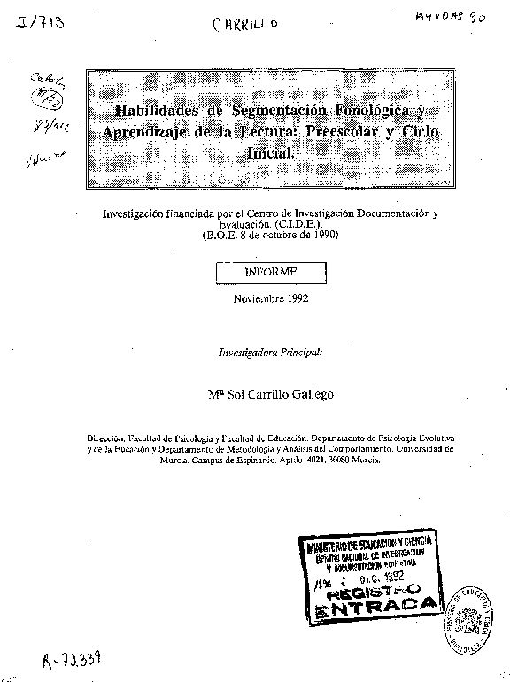 (PDF) Habilidades de segmentación fonológica y aprendizaje de la ...