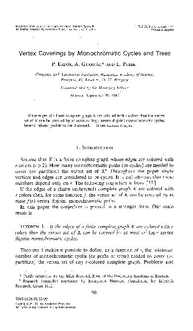(PDF) Vertex coverings by monochromatic cycles and trees