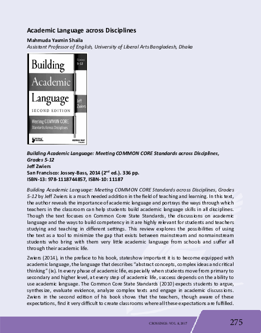 (PDF) Academic Language across Disciplines