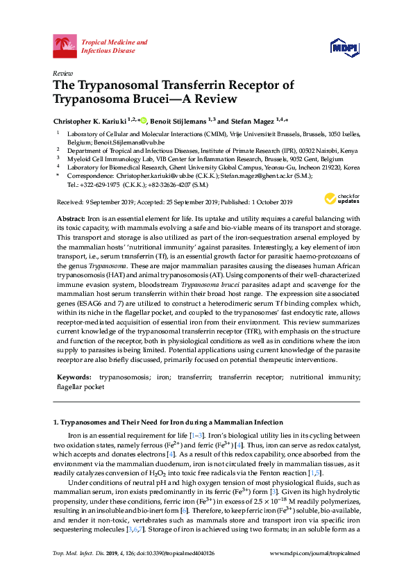 (PDF) The Trypanosomal Transferrin Receptor of Trypanosoma Brucei—A Review