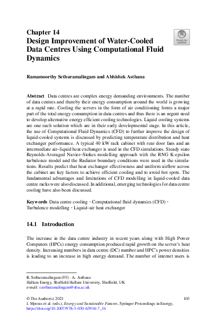 (PDF) Design Improvement of Water-Cooled Data Centres Using Computational Fluid Dynamics