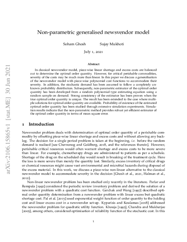 (PDF) Non-parametric generalised newsvendor model