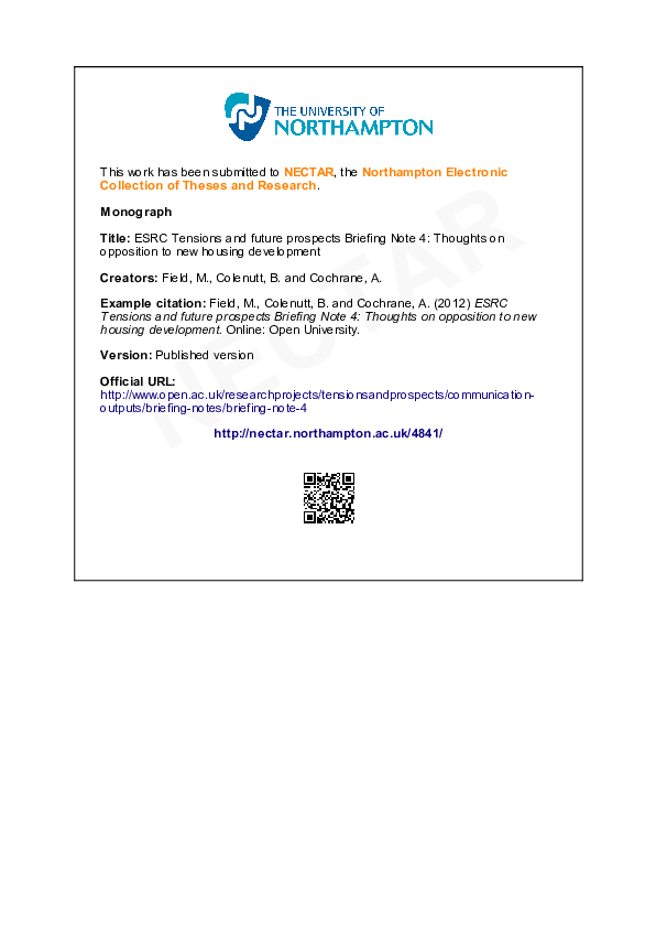 (PDF) ESRC Tensions and future prospects Briefing Note 1: The National ...