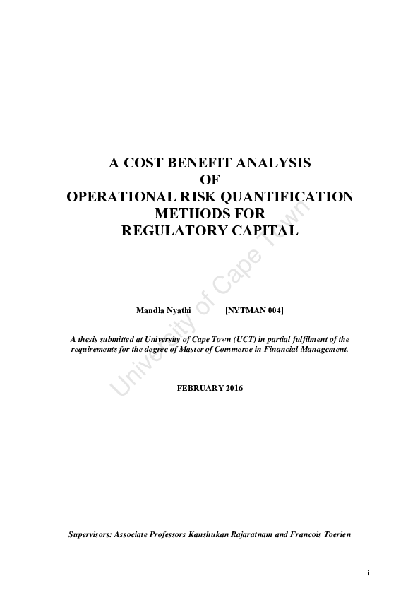 (PDF) A Cost Benefit Analysis of Operational Risk Quantification ...