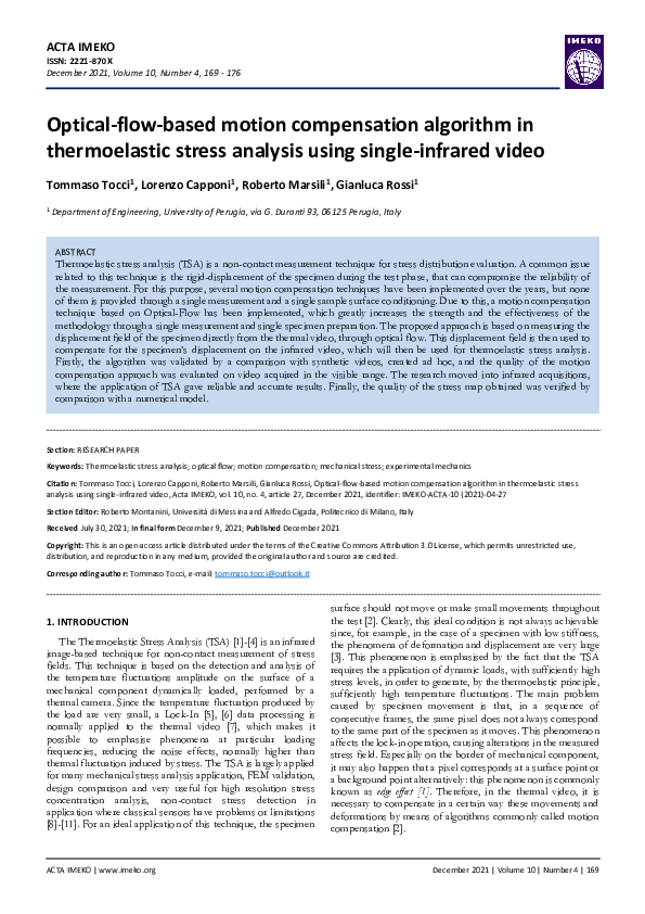 (PDF) Optical-flow-based motion compensation algorithm in thermoelastic stress analysis using ...