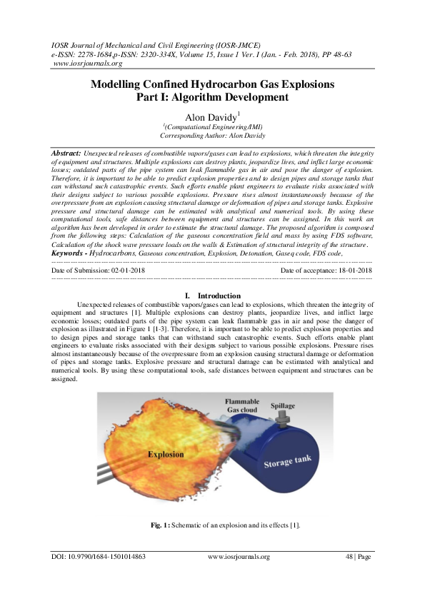 (PDF) Modelling Confined Hydrocarbon Gas Explosions Part I : Algorithm ...