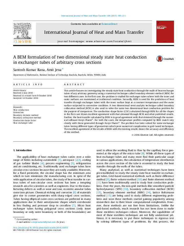 (PDF) A BEM formulation of two dimensional steady state heat conduction ...