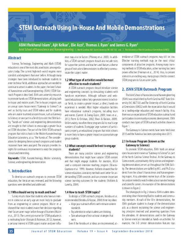 (PDF) STEM Outreach Using In-House and Mobile Demonstrations