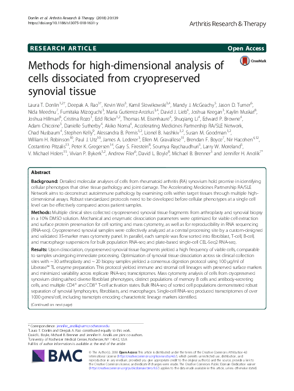 (PDF) Methods for high-dimensonal analysis of cells dissociated from ...