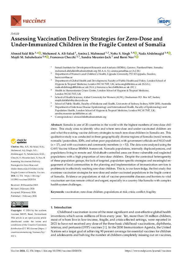 (PDF) Assessing Vaccination Delivery Strategies for Zero-Dose and Under-Immunized Children in ...