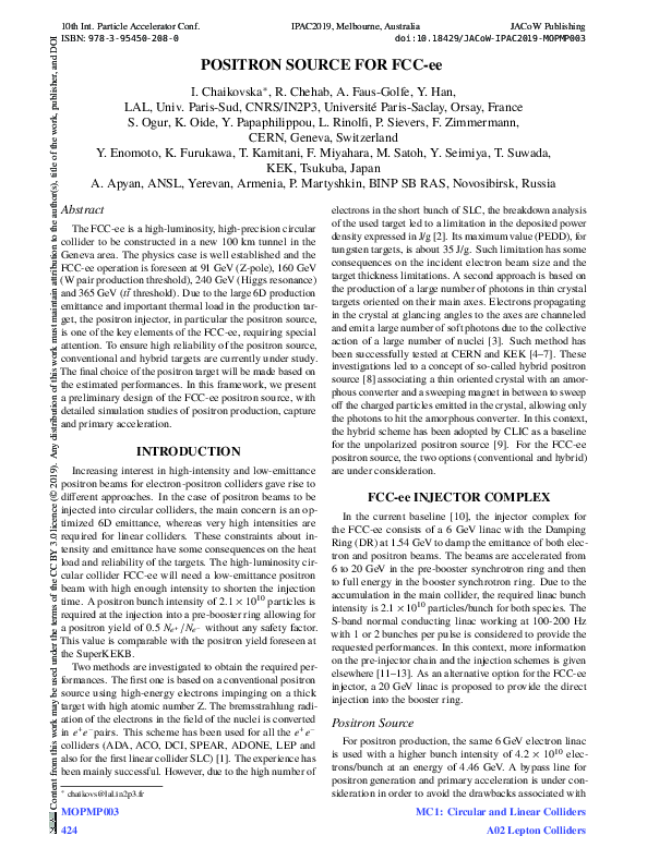 (PDF) Positron Source for FCC-ee