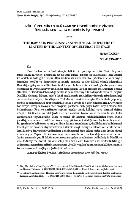 (PDF) The Raw Skin Processing and Physical Propertıes of Leather in the ...