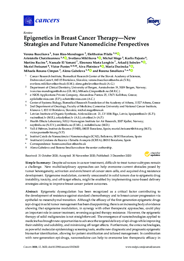 (PDF) Epigenetics in Breast Cancer Therapy—New Strategies and Future Nanomedicine Perspectives