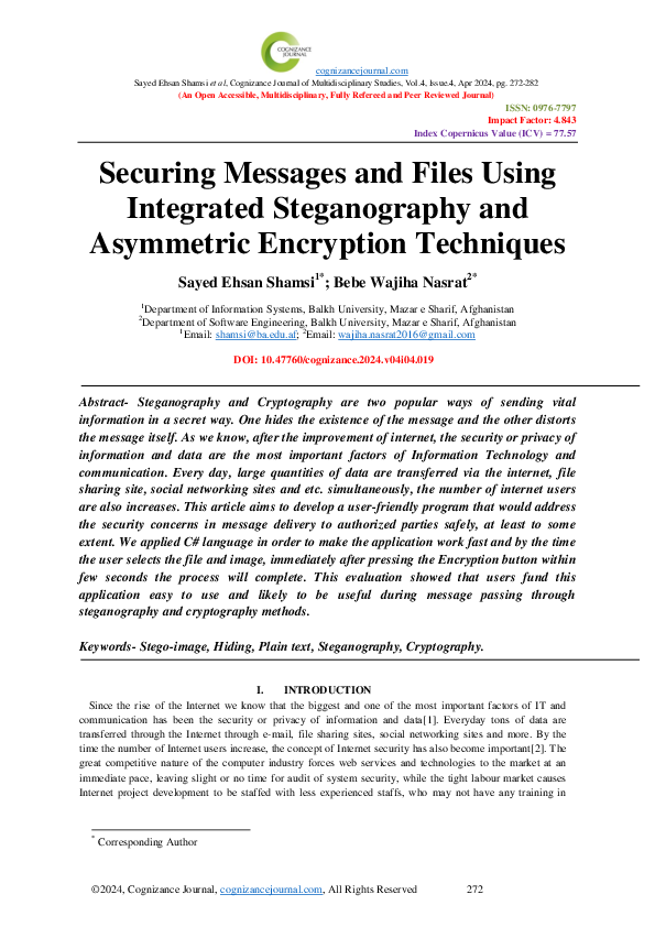 (PDF) Securing Messages and Files Using Integrated Steganography and Asymmetric Encryption ...
