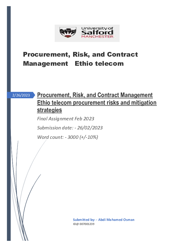 (PDF) Procurement, Risk, and Contract Management Ethio telecom ...