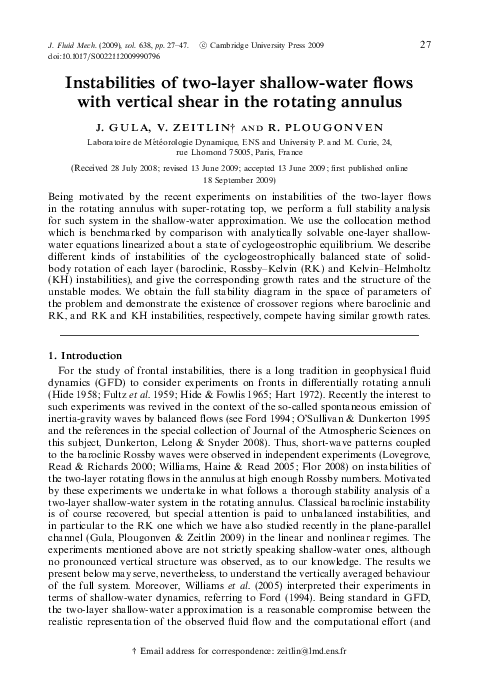 (PDF) Instabilities of two-layer shallow-water flows with vertical ...