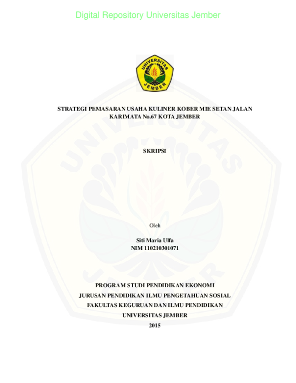 (PDF) Strategi Pemasaran Usaha Kuliner Kober Mie Setan Jalan Karimata ...