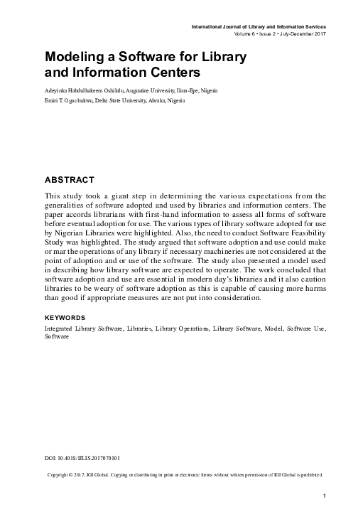 (PDF) Modeling a Software for Library and Information Centers