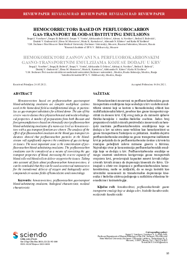 (PDF) Hemocorrectors Based on Perfluorocarbon Gas-Transport Blood ...