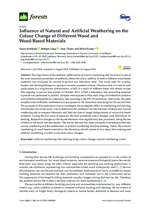 (PDF) Influence of Natural and Artificial Weathering on the Colour ...