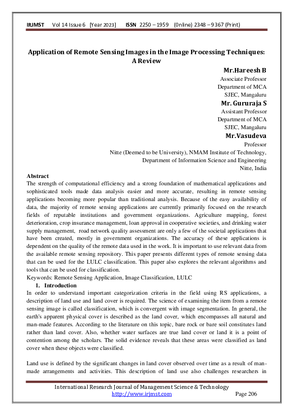 (PDF) Application of Remote Sensing Images in the Image Processing ...