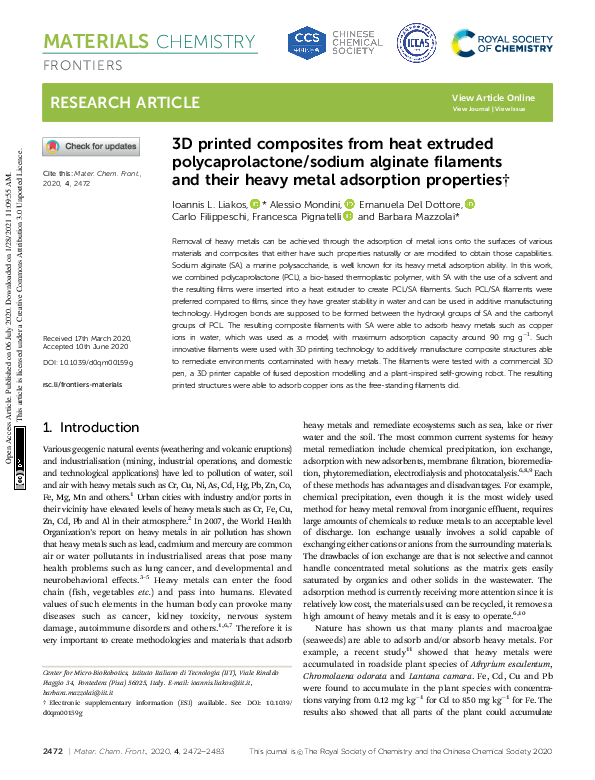 (PDF) 3D printed composites from heat extruded polycaprolactone/sodium ...