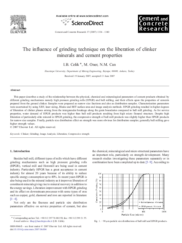 (PDF) The influence of grinding technique on the liberation of clinker ...