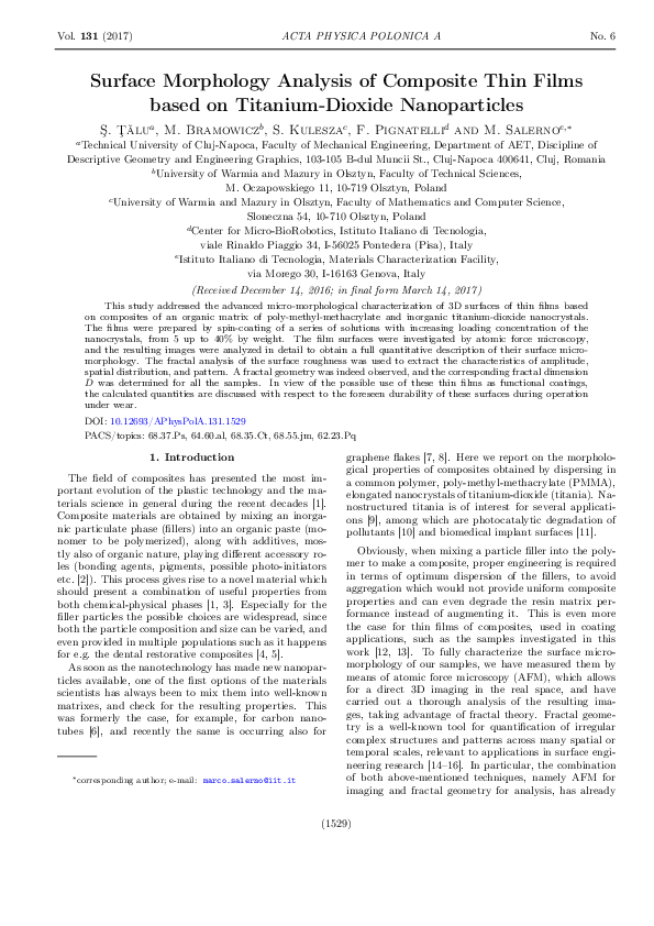 (PDF) Surface Morphology Analysis of Composite Thin Films based on ...