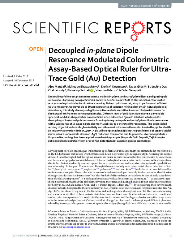 (PDF) Decoupled in-plane Dipole Resonance Modulated Colorimetric Assay ...