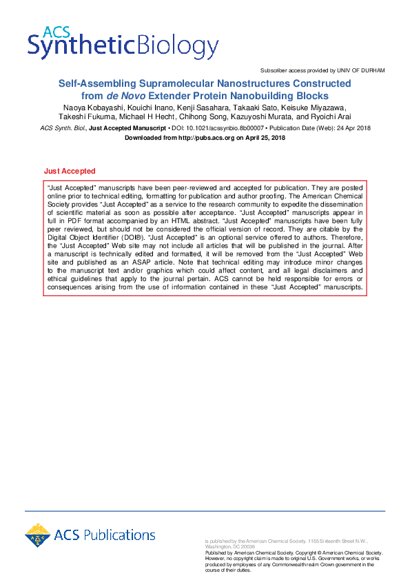 (PDF) Self-Assembling Supramolecular Nanostructures for Drug Delivery
