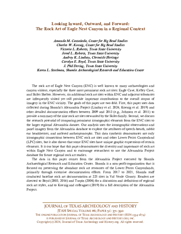 (PDF) Looking Inward, Outward, and Forward: The Rock Art of Eagle Nest ...