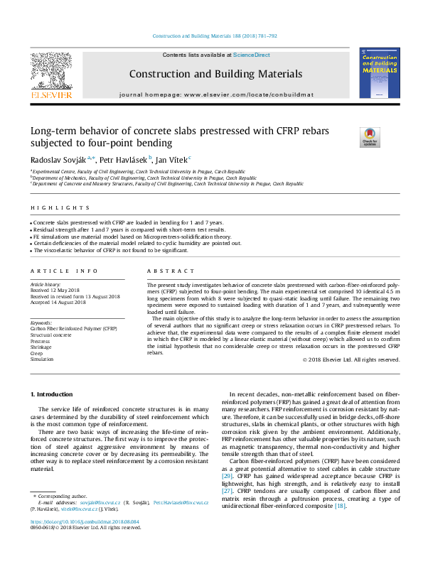 (PDF) Long-term behavior of concrete slabs prestressed with CFRP rebars ...