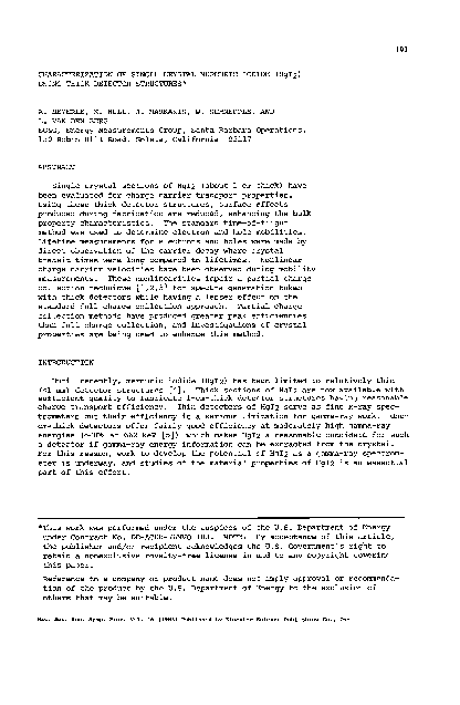 (PDF) Characterization of Single Crystal Mercuric Iodide (HgI2) Using ...