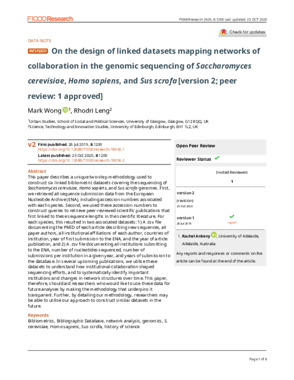(PDF) On the design of linked datasets mapping networks of collaboration in the genomic ...