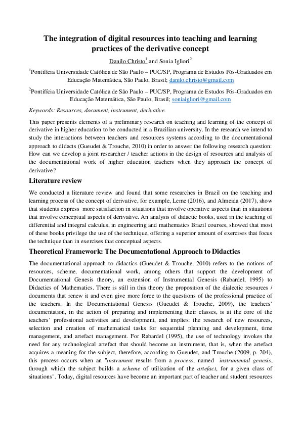 (PDF) The integration of digital resources into teaching and learning practices of the ...
