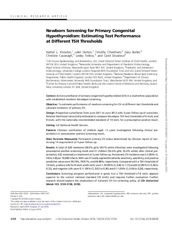 (PDF) Newborn Screening for Primary Congenital Hypothyroidism ...