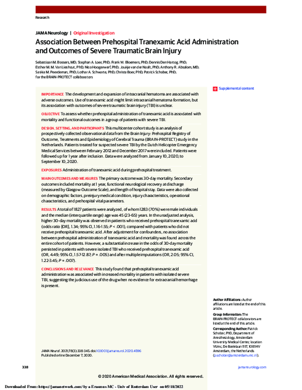 (PDF) Association Between Prehospital Tranexamic Acid Administration ...