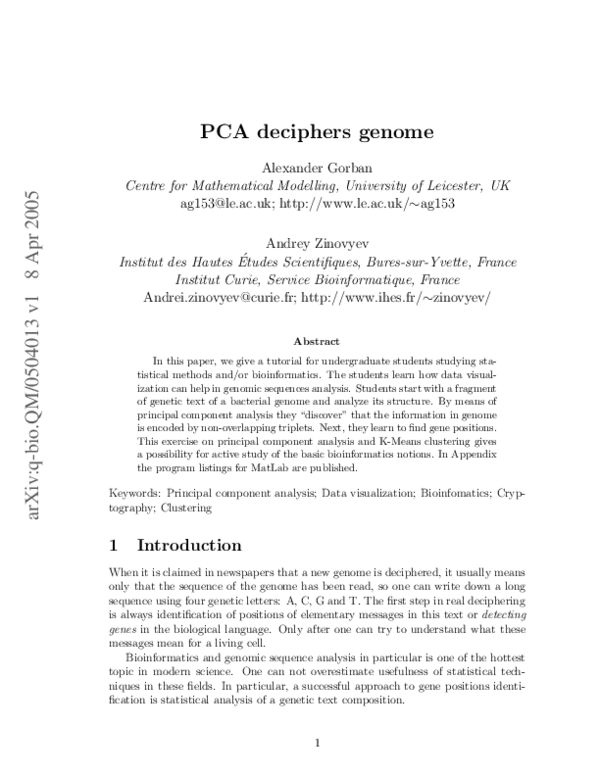 (PDF) PCA deciphers genome