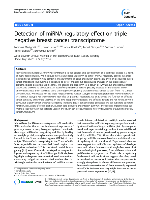 (PDF) Detection of miRNA regulatory effect on triple negative breast ...