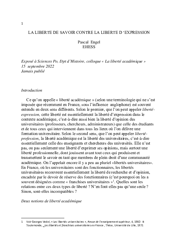 (PDF) LA LIBERTE DE SAVOIR CONTRE LA LIBERTE D 'EXPRESSION 2022