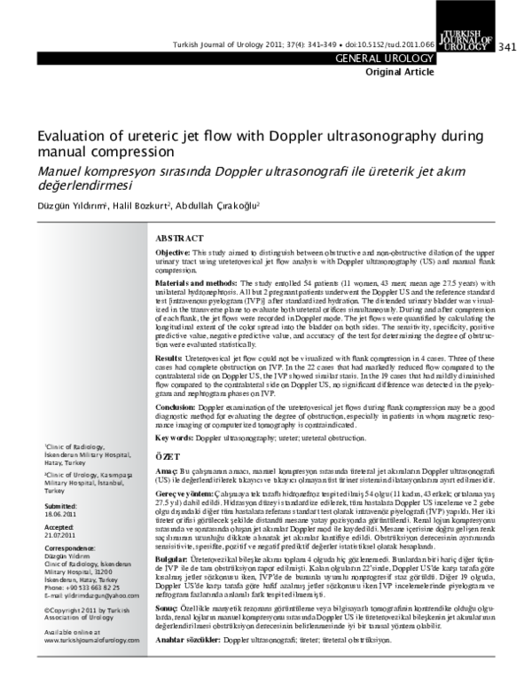 (PDF) Evaluation of ureteric jet flow with Doppler ultrasonography ...