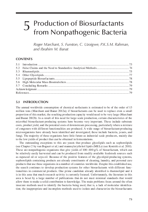 (PDF) Production of Biosurfactants from Nonpathogenic Bacteria