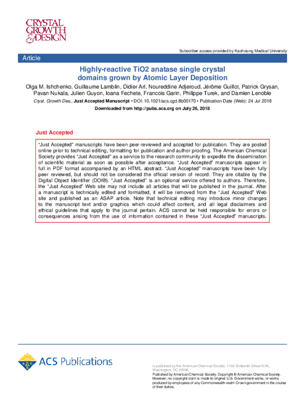 (PDF) Highly Reactive TiO2 Anatase Single Crystal Domains Grown by ...