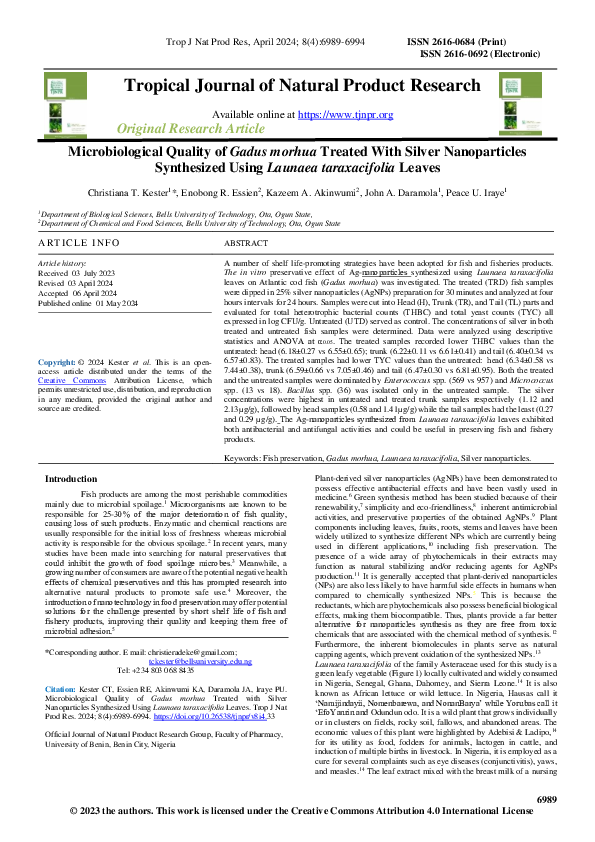 (PDF) Tropical Journal of Natural Product Research