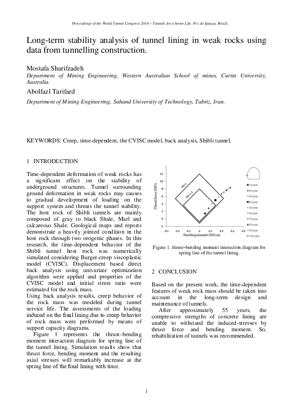 (PDF) Long-term stability analysis of tunnel lining in weak rocks using ...