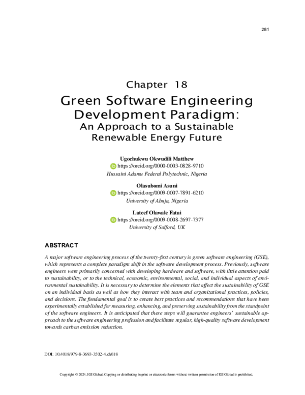 (PDF) Green Software Engineering Development Paradigm